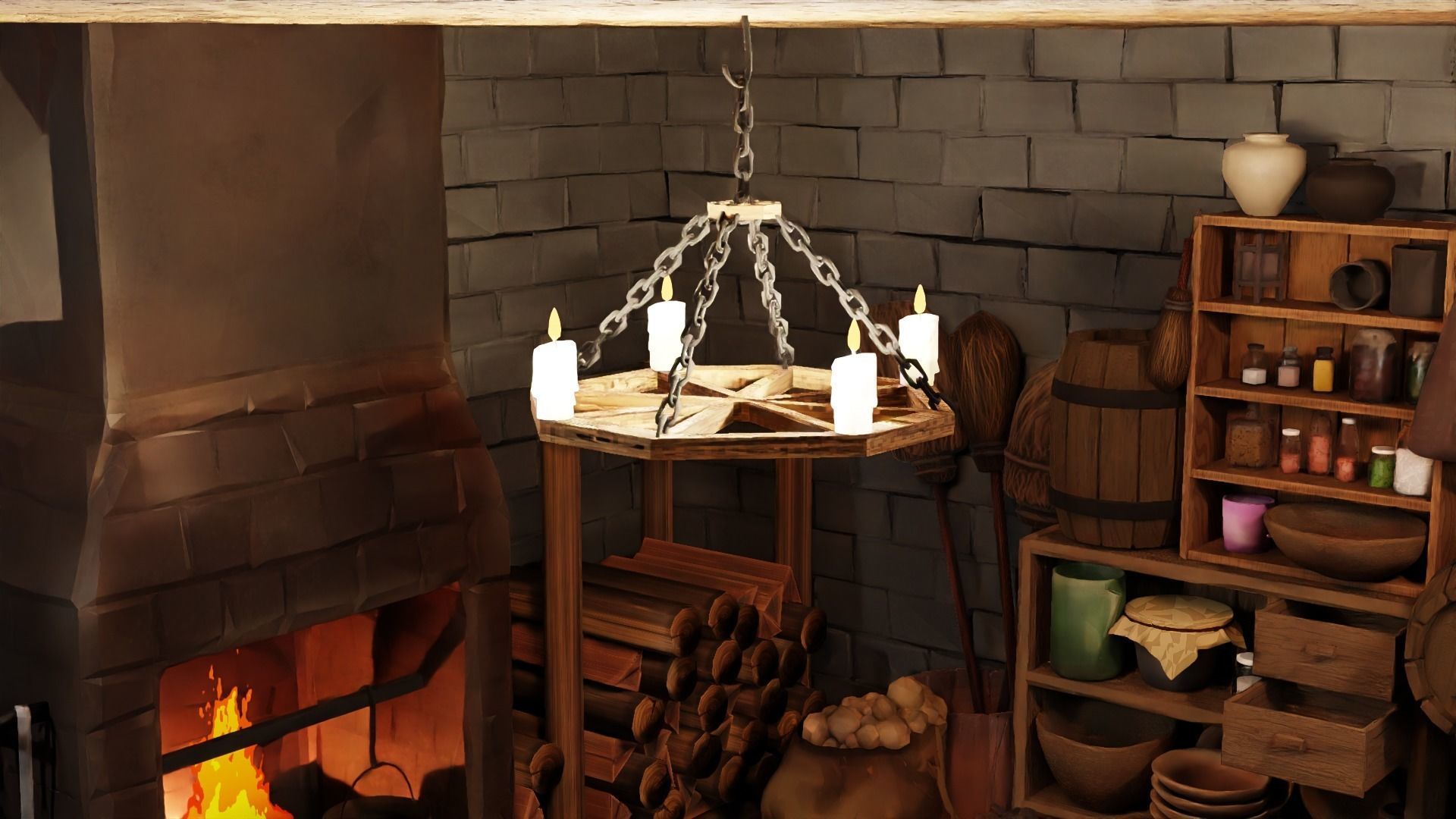 3D model Stylized Medieval Kitchen Props Assets VR / AR / low-poly ...