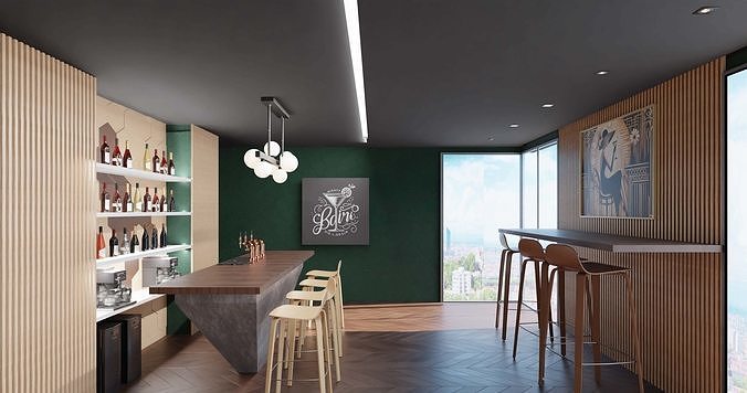 Blender scene modern bar 3D model | CGTrader