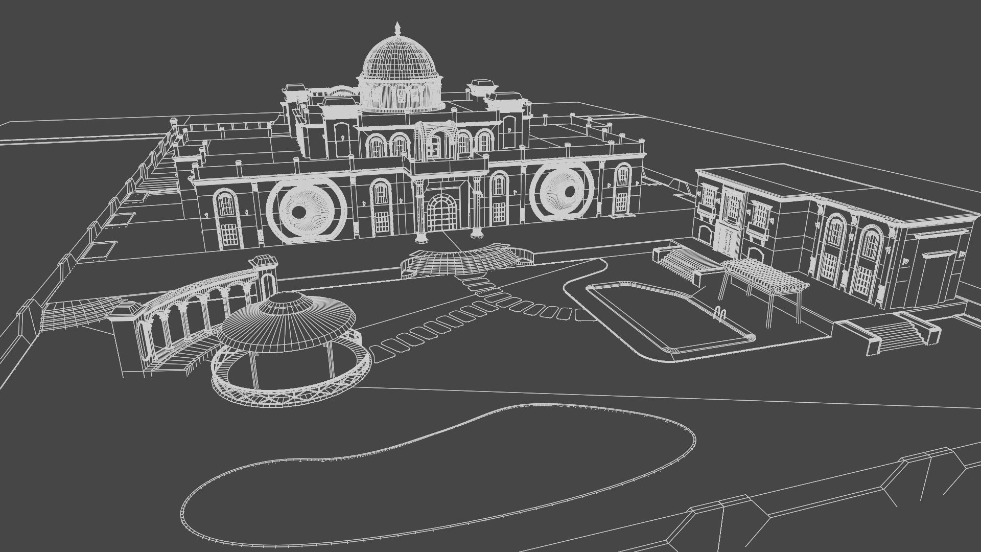 Grand Estate with Domed Roof 3D Model 3D model | CGTrader