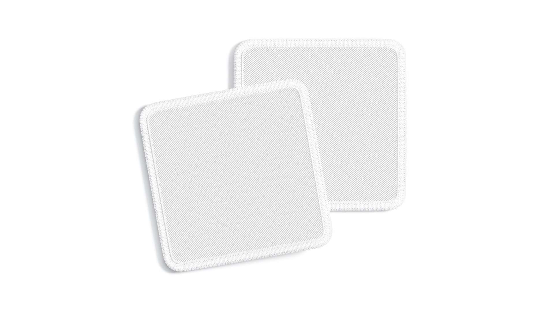 White Square Embroidered Patch Stack - lying quadratic badges 3D model ...
