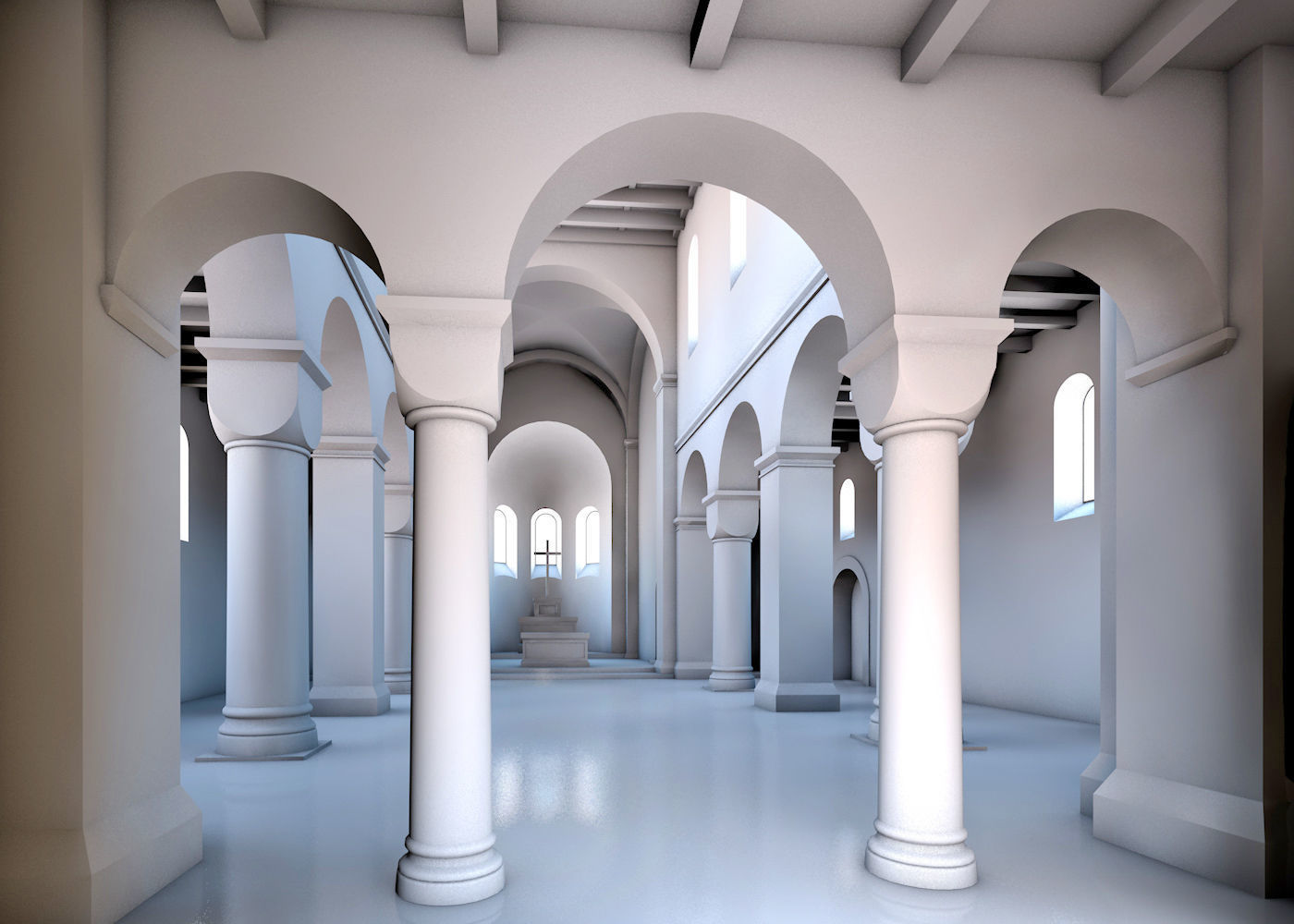 3D model Church interior - romanesque medieval VR / AR / low-poly ...