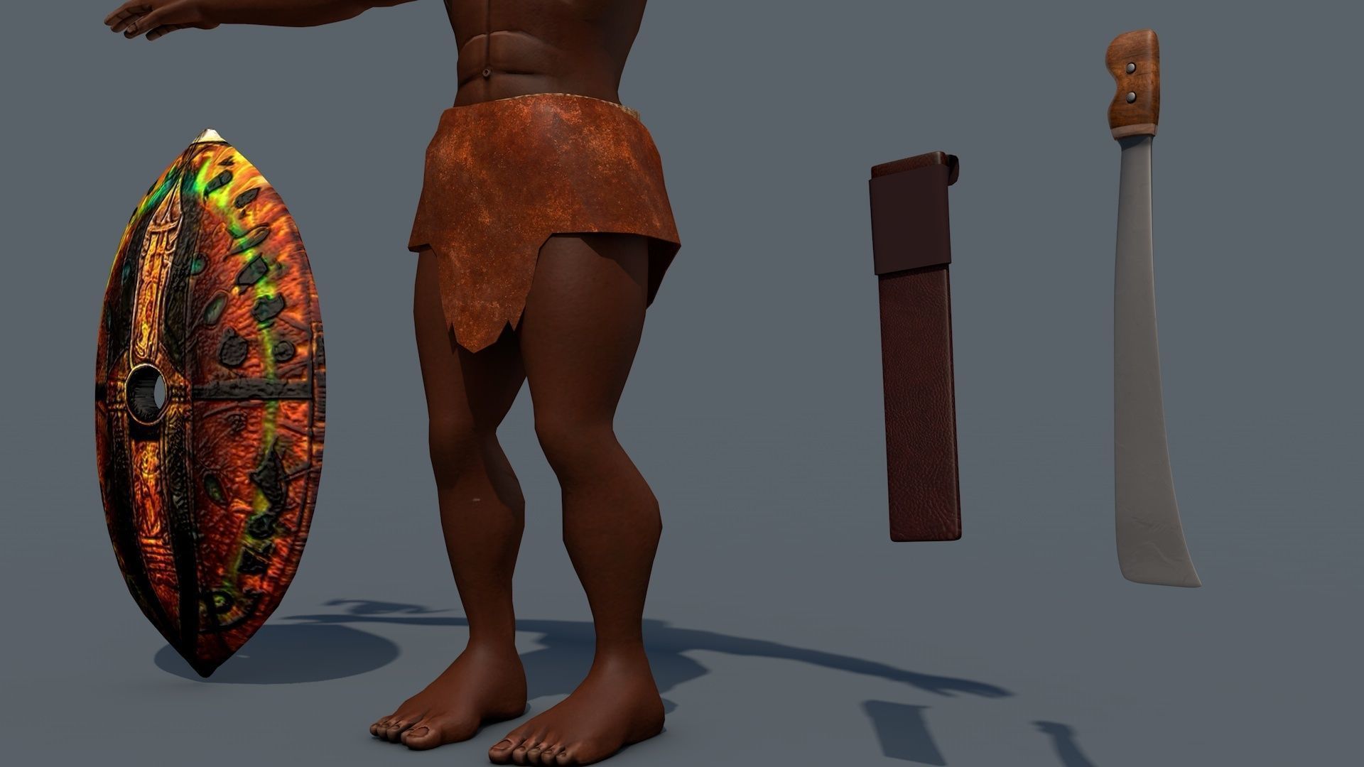 African Native warrior male with Shield and Armor - 3d model 3D model ...