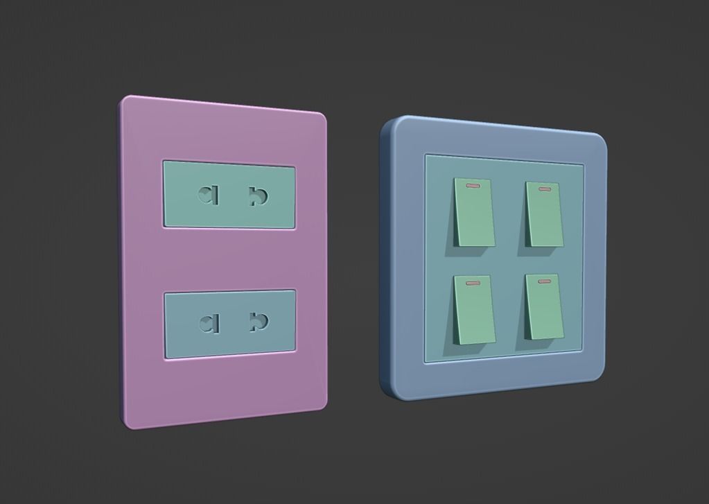 Charging Plugs wall socket with outlet free VR / AR / low-poly 3D model ...