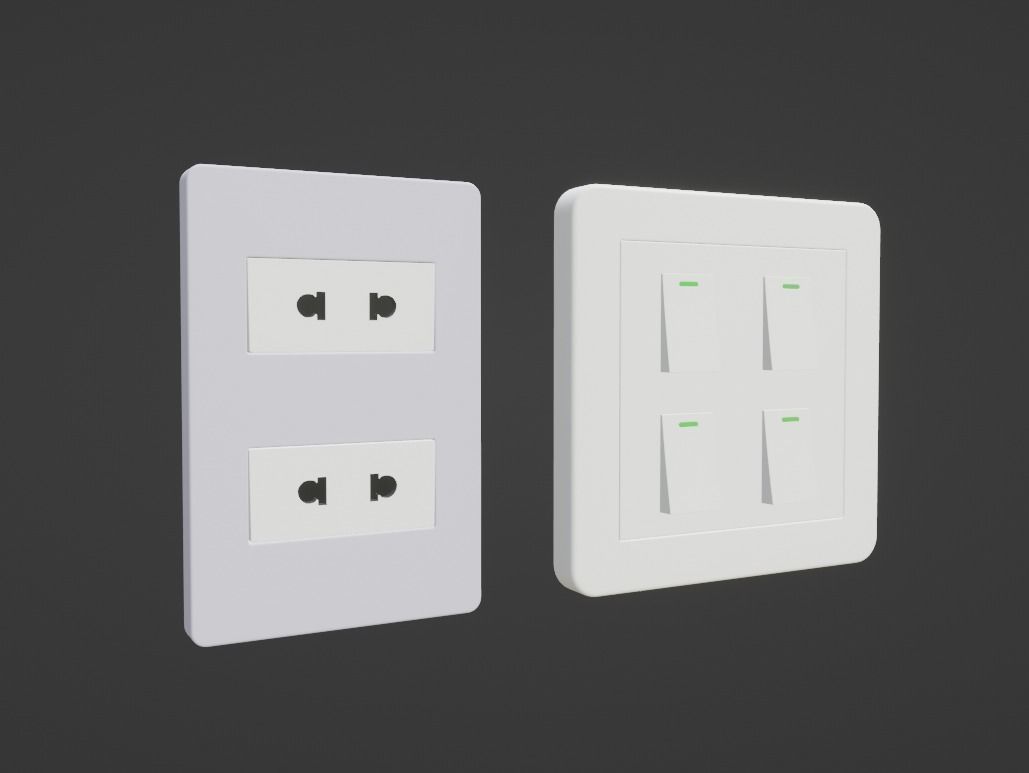 Charging Plugs wall socket with outlet free VR / AR / low-poly 3D model ...