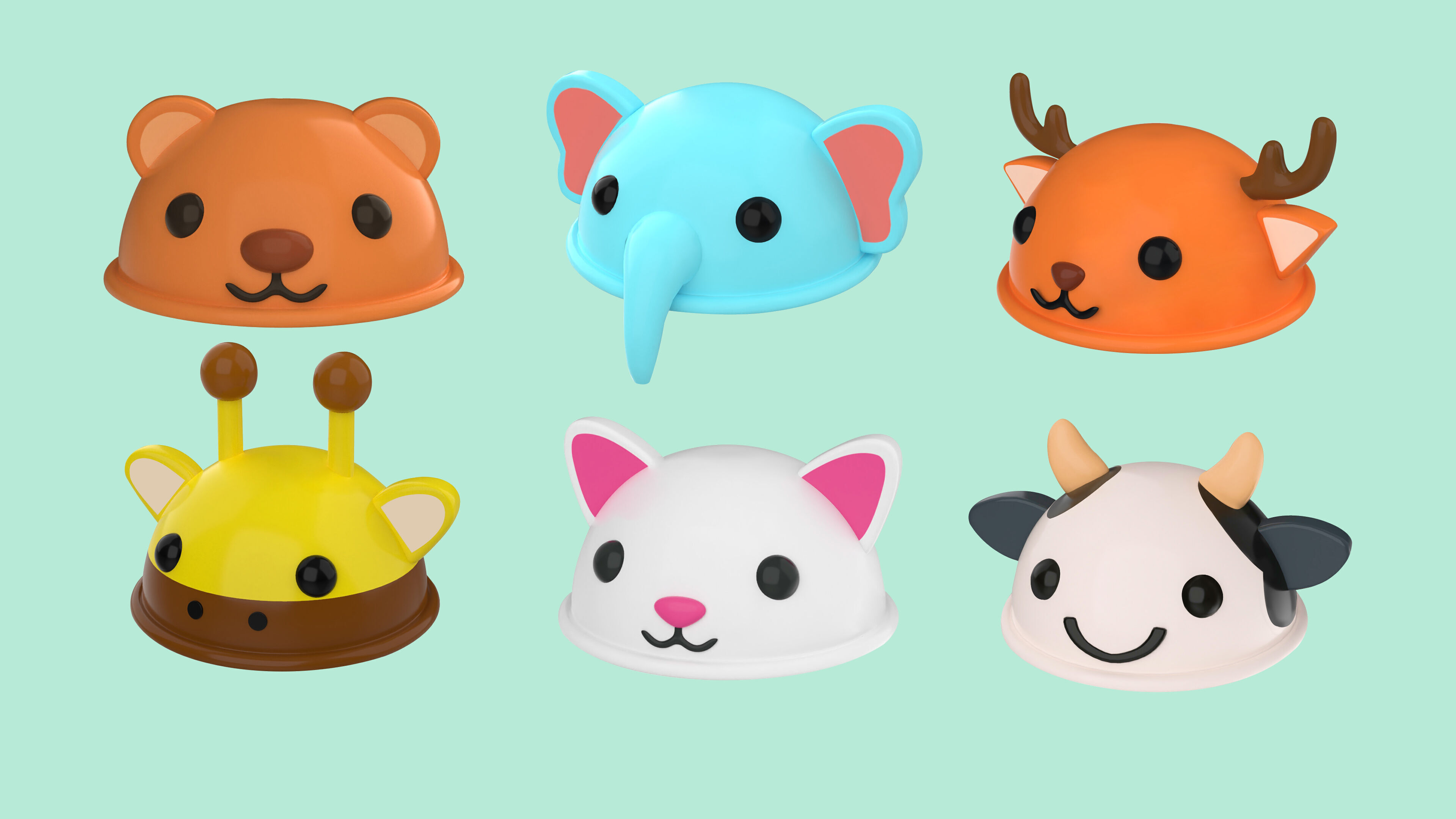 3D model Cartoon Animal Hat Cute Pack 01 VR / AR / low-poly | CGTrader