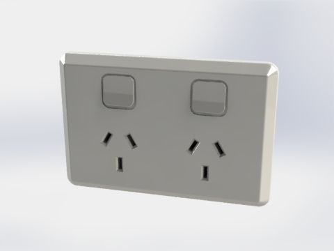 Double GPO Socket - Australia 3D model | CGTrader