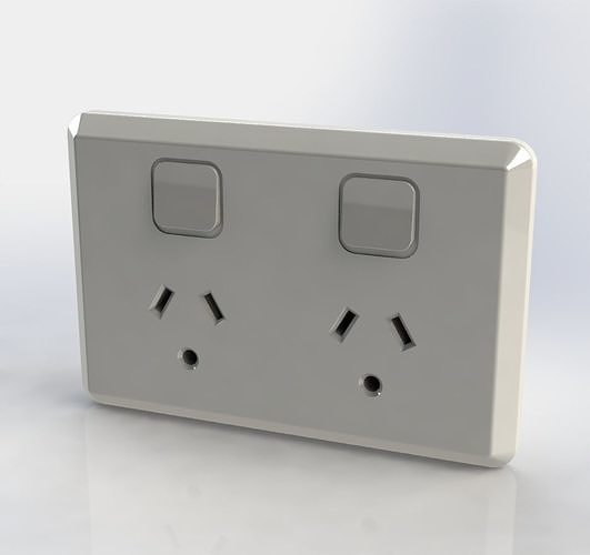 Double GPO Socket - Round Earth - Australia 3D model | CGTrader