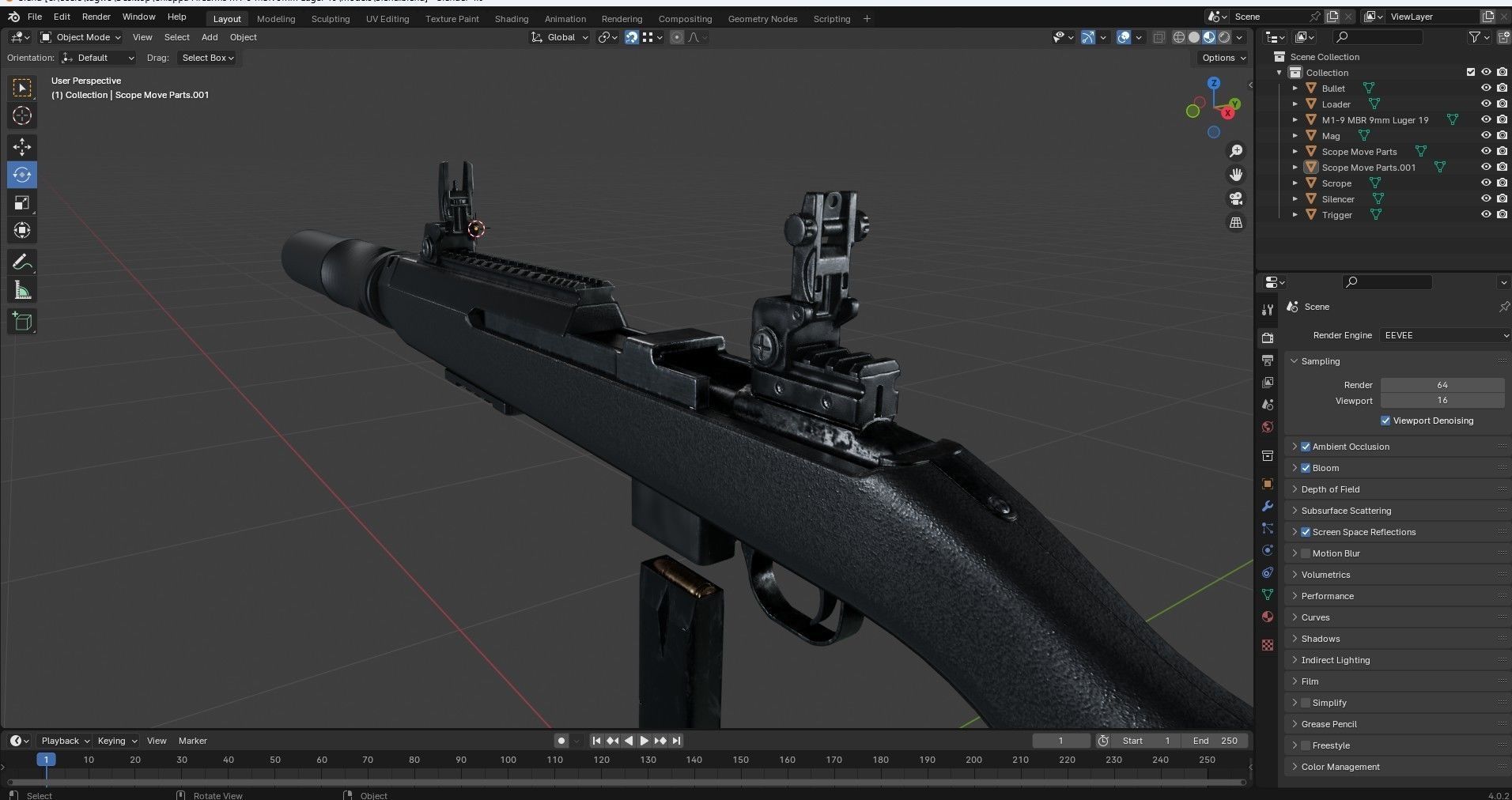 3D model M1-9 MBR 9mm Luger 19 VR / AR / low-poly | CGTrader