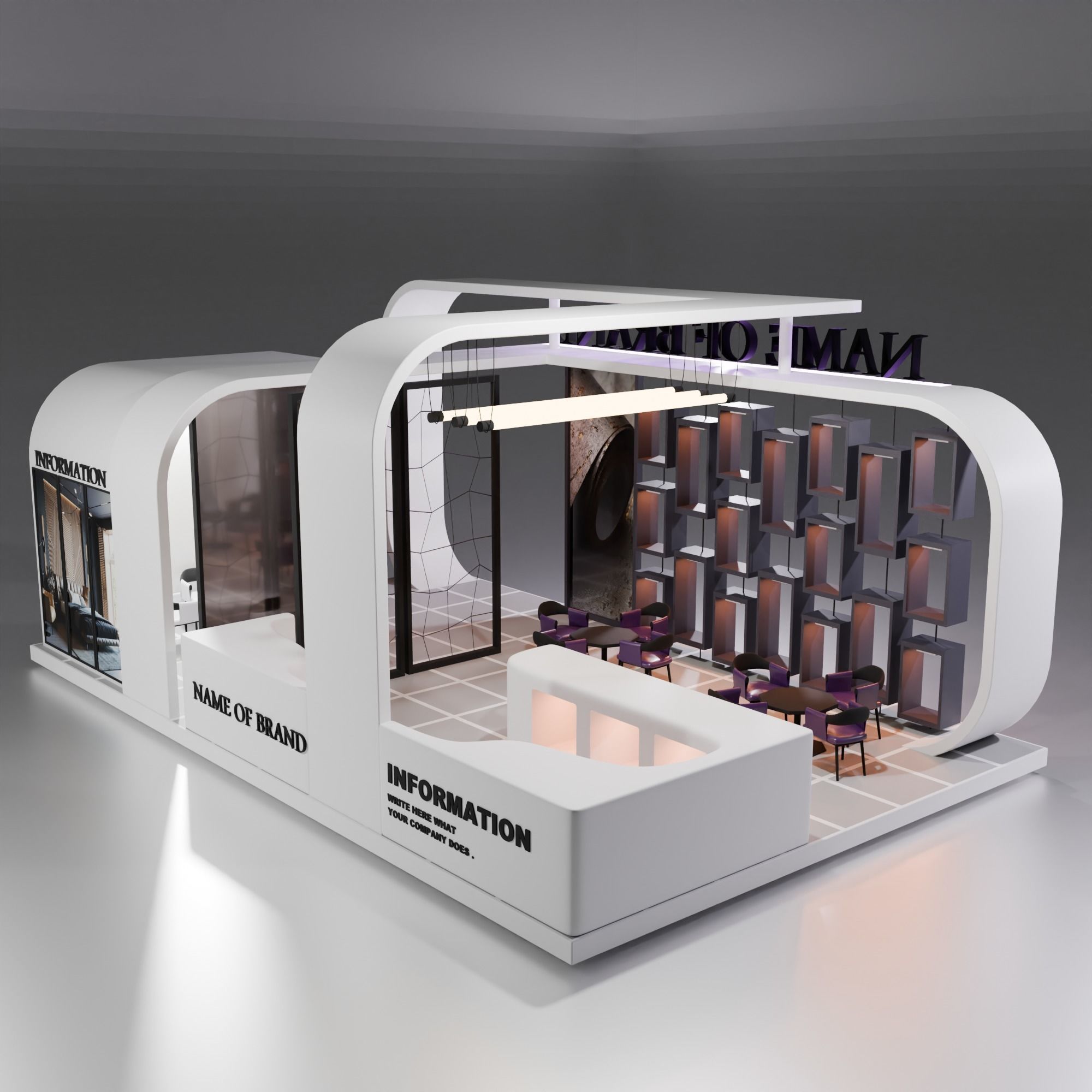 booth exhibition stall 5 by 8 meters 3D model | CGTrader