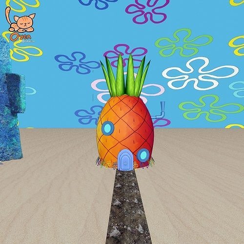 SpongeBob Pineapple House Complete with Inside 3D model | CGTrader