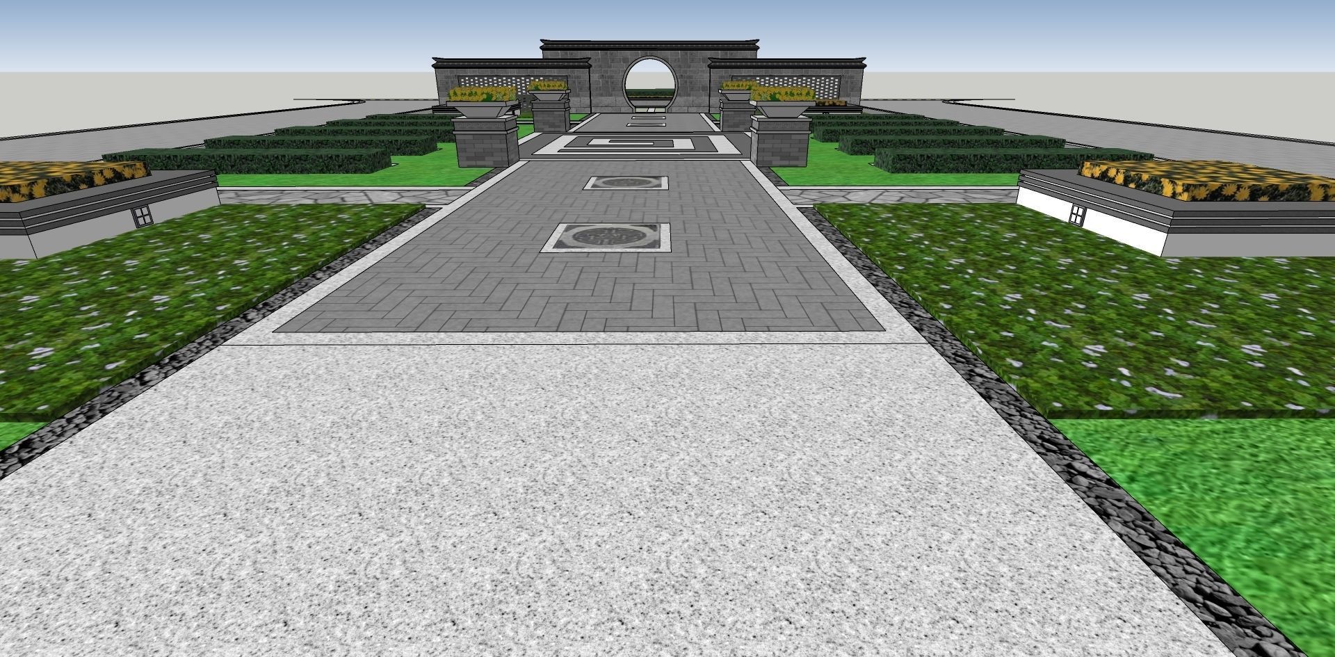 Symmetrical garden theme park 3d sketchup model 3D model | CGTrader