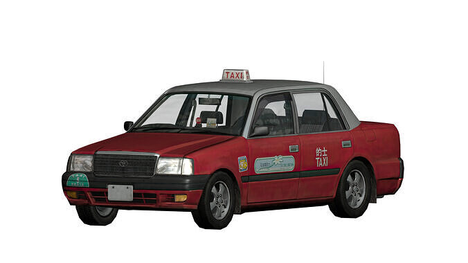 Hong Kong Taxi Unity and Unreal Ready FBX 3D model | CGTrader