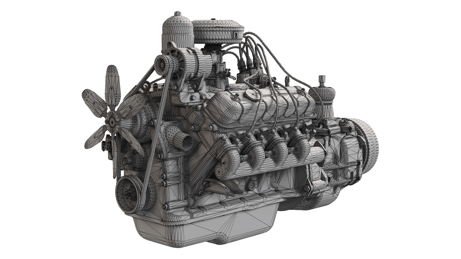 3D model Old engine truck motor ZMZ-53 V8 yk1 VR / AR / low-poly | CGTrader