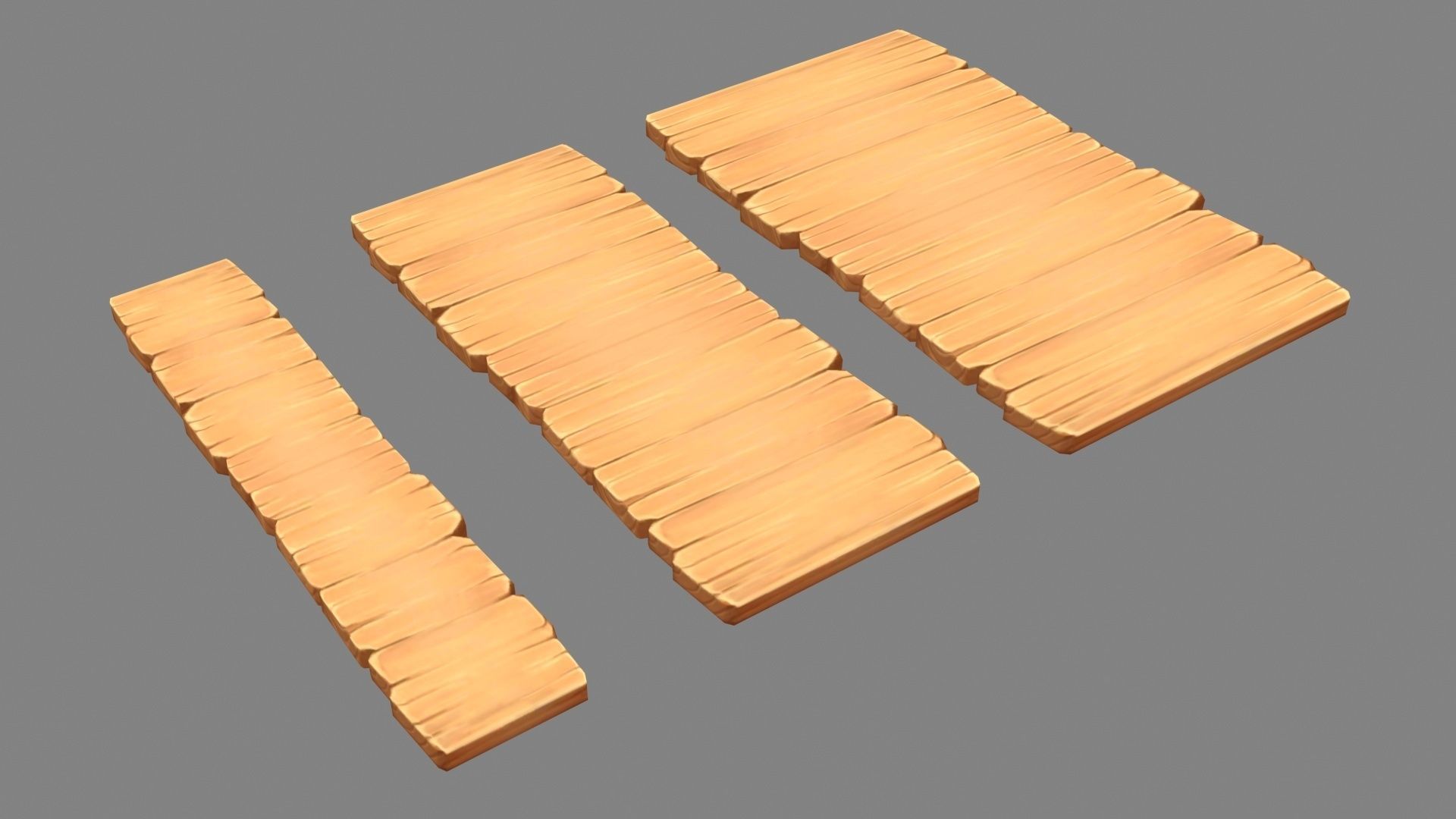 3D model Cartoon planks - Three wooden boards - Flat bridges VR / AR ...