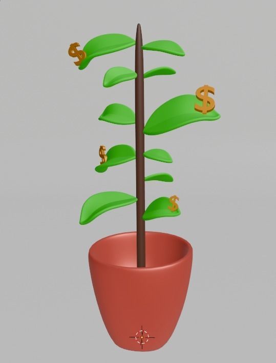 3D model Cute Cartoon Financial Tree Concept with dollar symbol VR / AR ...