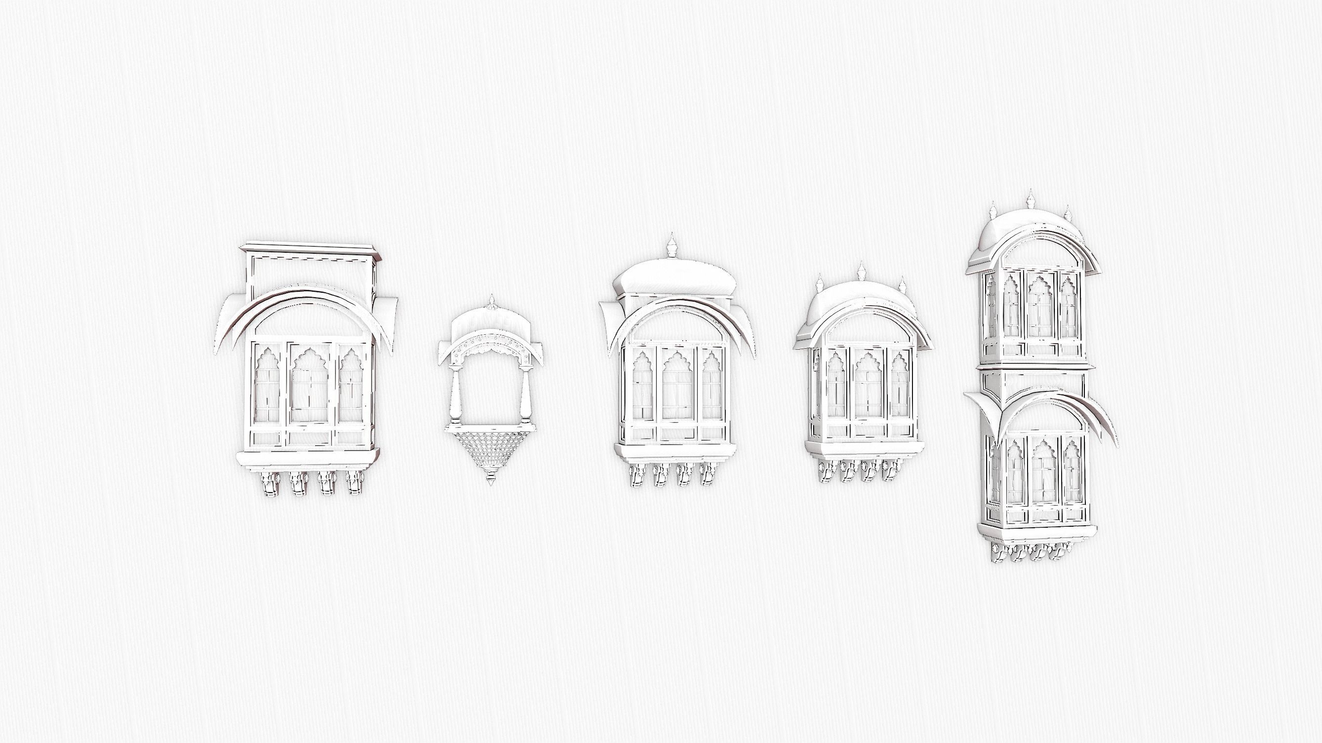 3D model indian jodhpuri stone jharokha VR / AR / low-poly | CGTrader