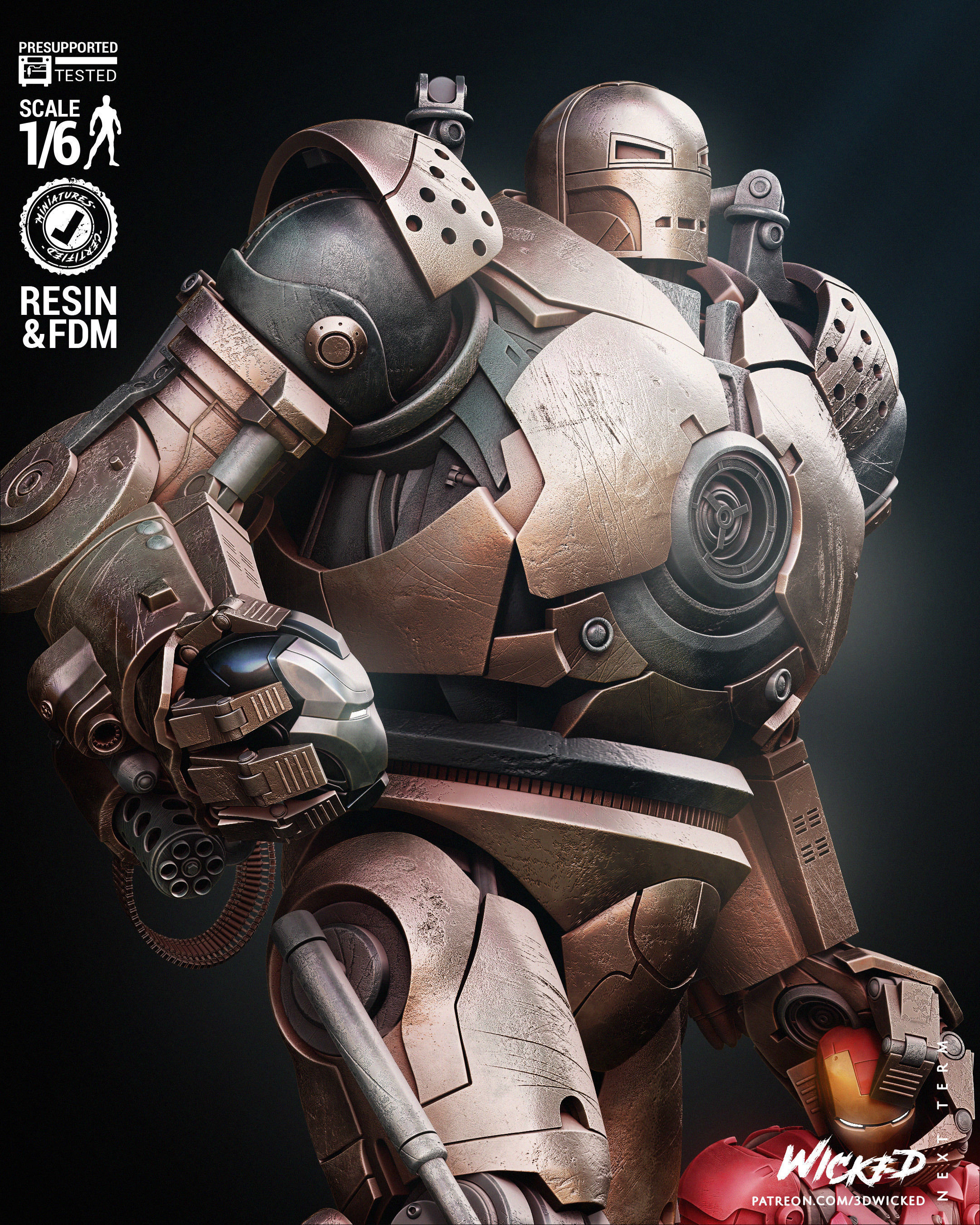 Wicked Marvel Iron Monger Sculpture Tested for 3D printing 3D model 3D ...