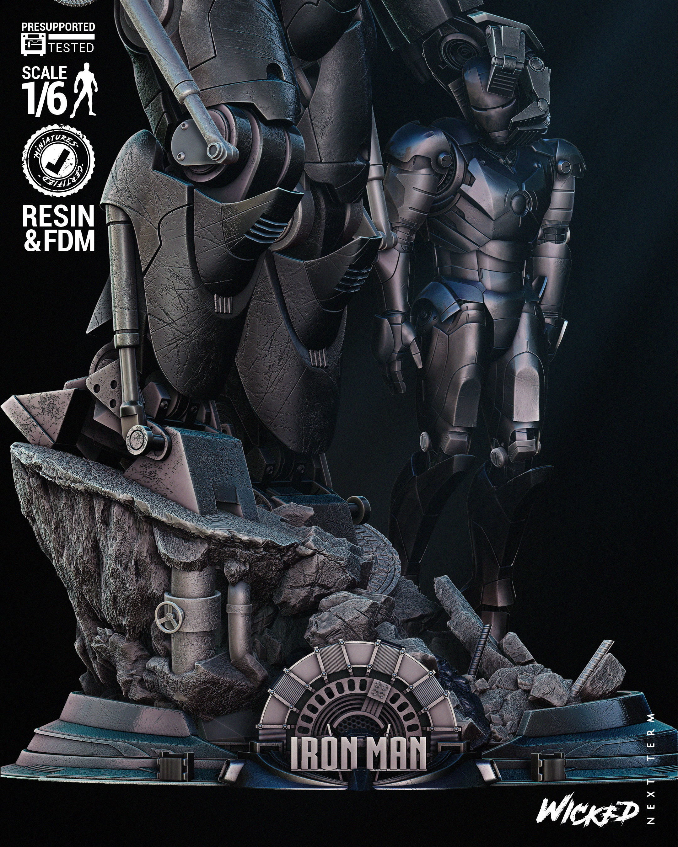 Wicked Marvel Iron Monger Sculpture Tested for 3D printing 3D model 3D ...