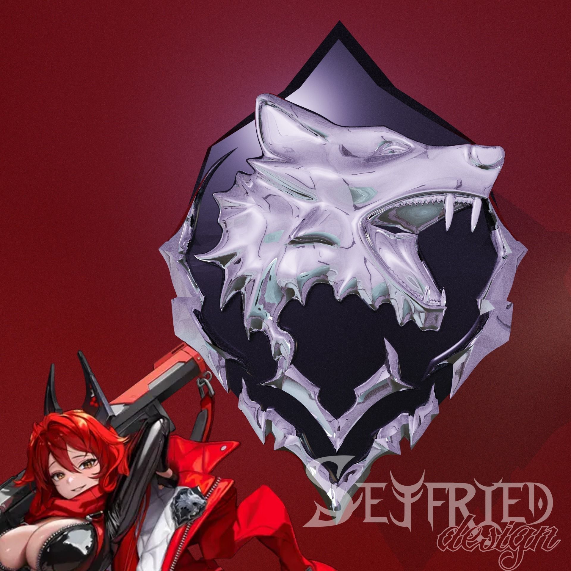 Nikke Goddess of Victory Red Hood emblem 3D prinable stl 3D model 3D ...