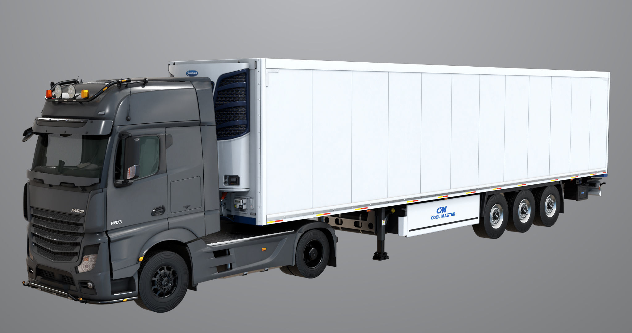 3D model Heavy Truck 03 Refrigerator Trailer Interior PBR Textures VR ...