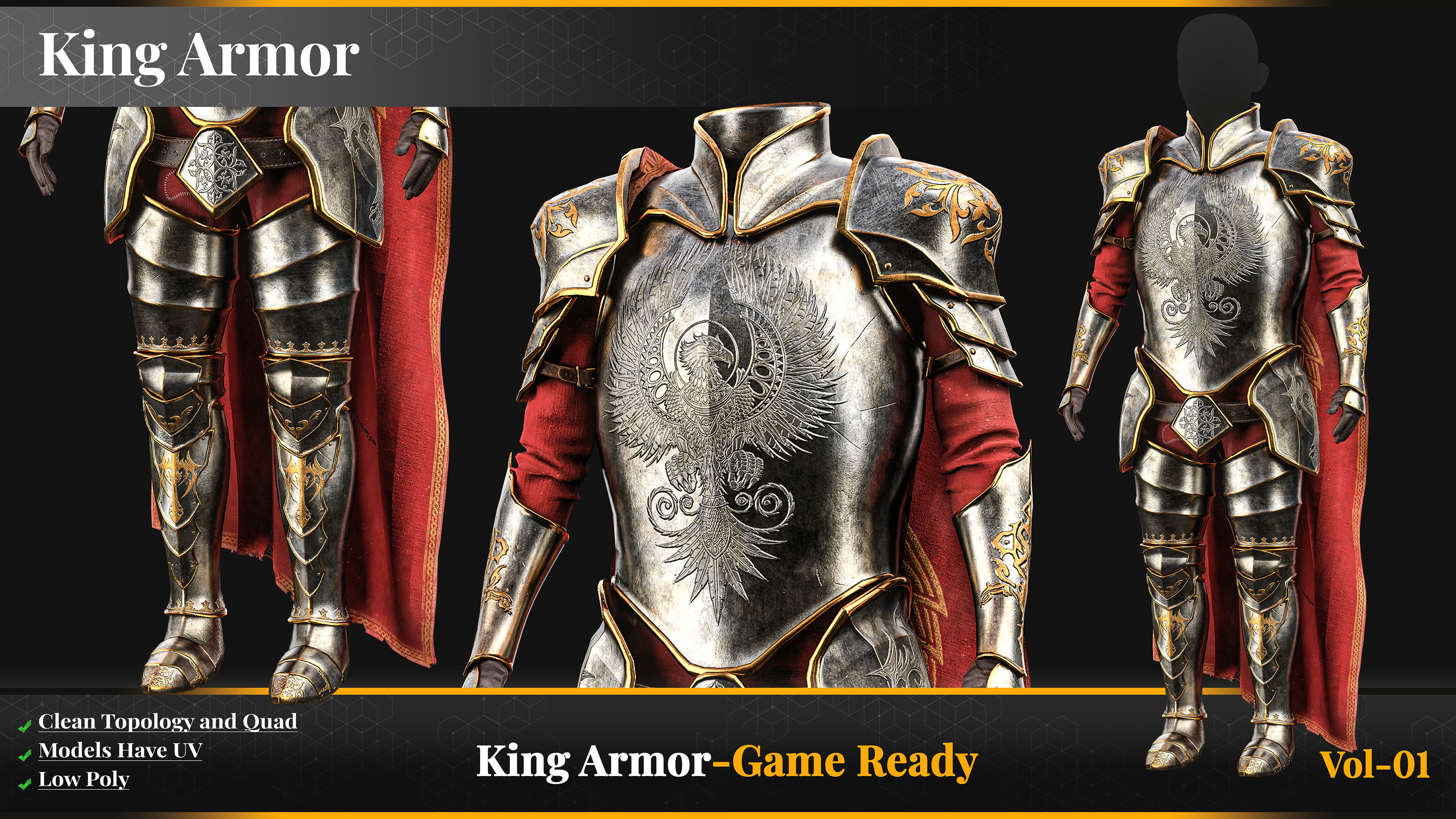 3D model King Armor VR / AR / low-poly | CGTrader