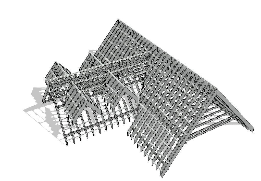 Revit Family Rafter Roof Parametric Timber Structure 3D model rigged ...