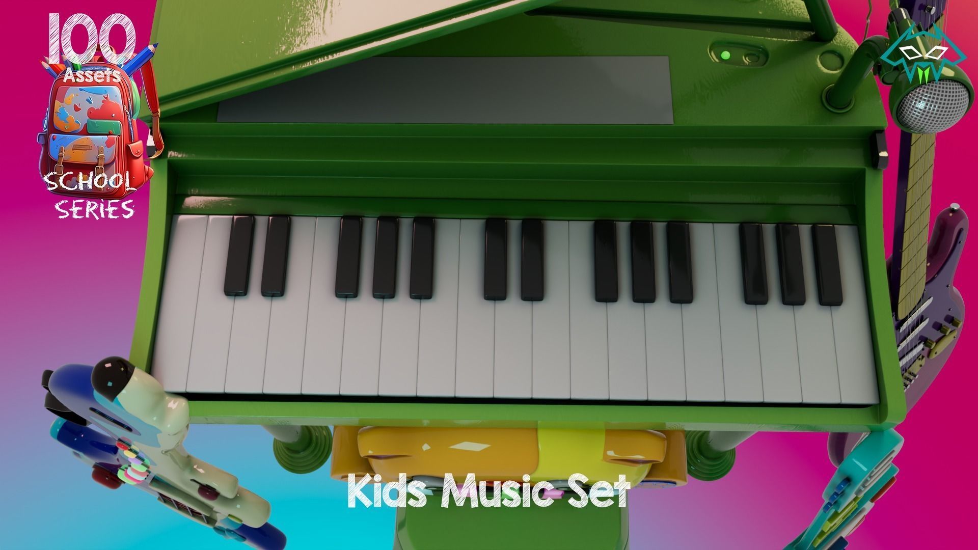 3D model Kids Music Set - 100 Assets - School Series 3D model VR / AR ...