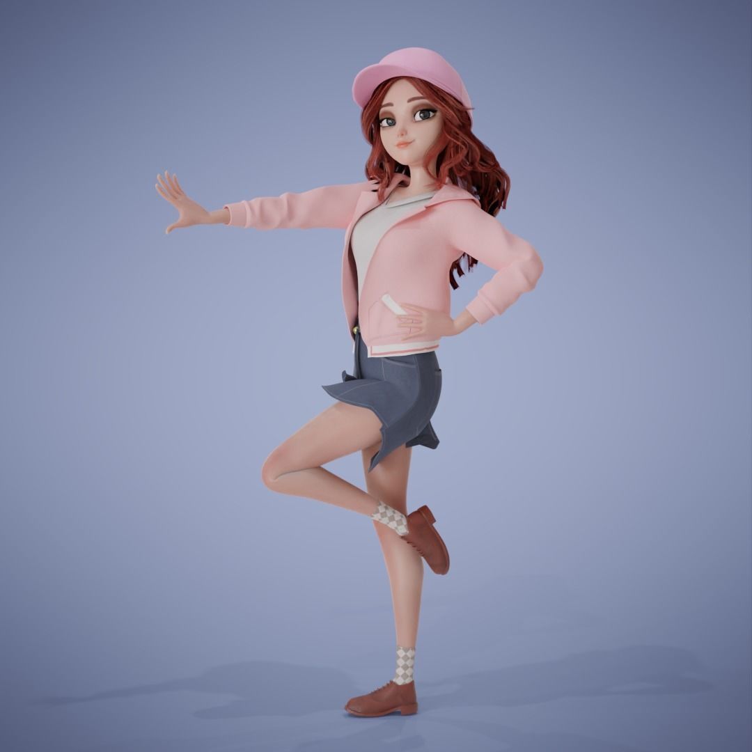 Girl 3D Cartoon Rigging 3D model rigged | CGTrader