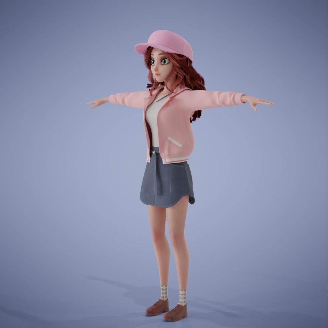 Girl 3D Cartoon Rigging 3D model rigged | CGTrader