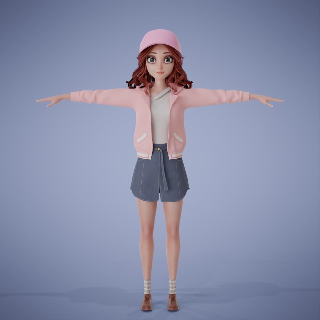Girl 3D Cartoon Rigging 3D model rigged | CGTrader