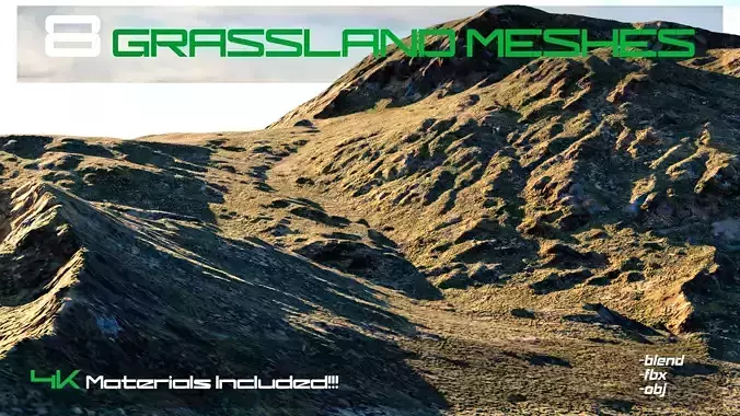 8 Grassland Landscape Meshes 3D model | CGTrader