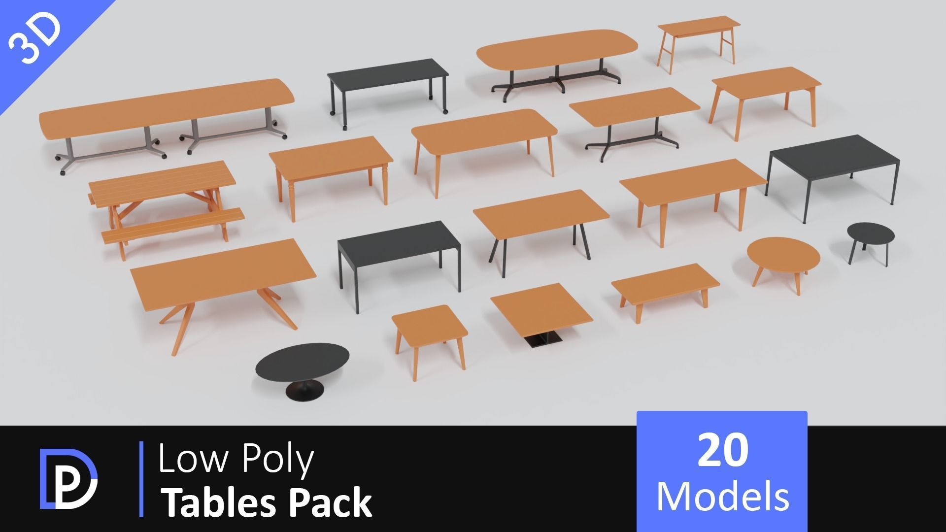 3D model Low Poly Tables Pack VR / AR / low-poly | CGTrader