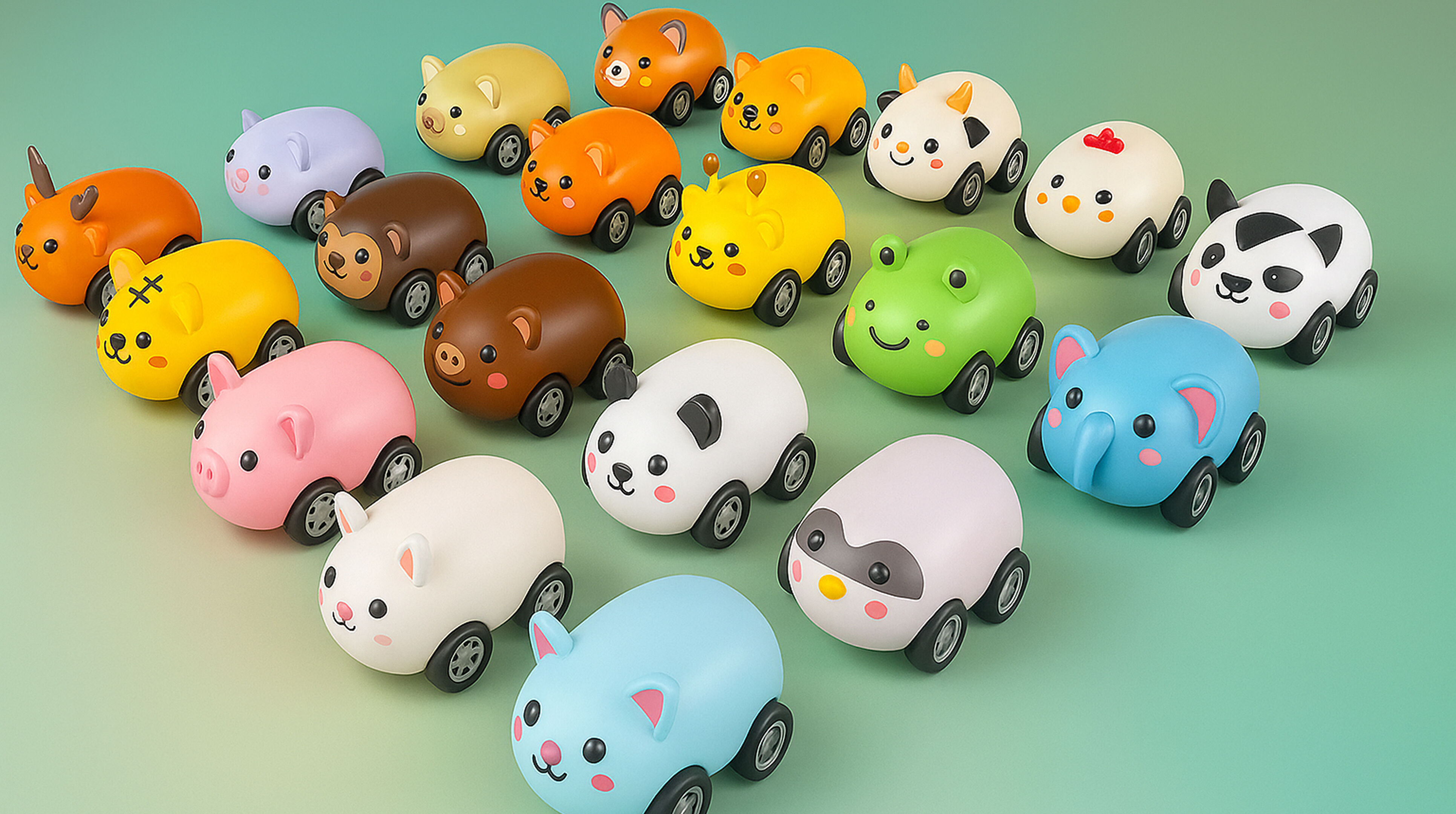 3D model Cartoon Animal Car Cute Pack 01 VR / AR / low-poly | CGTrader