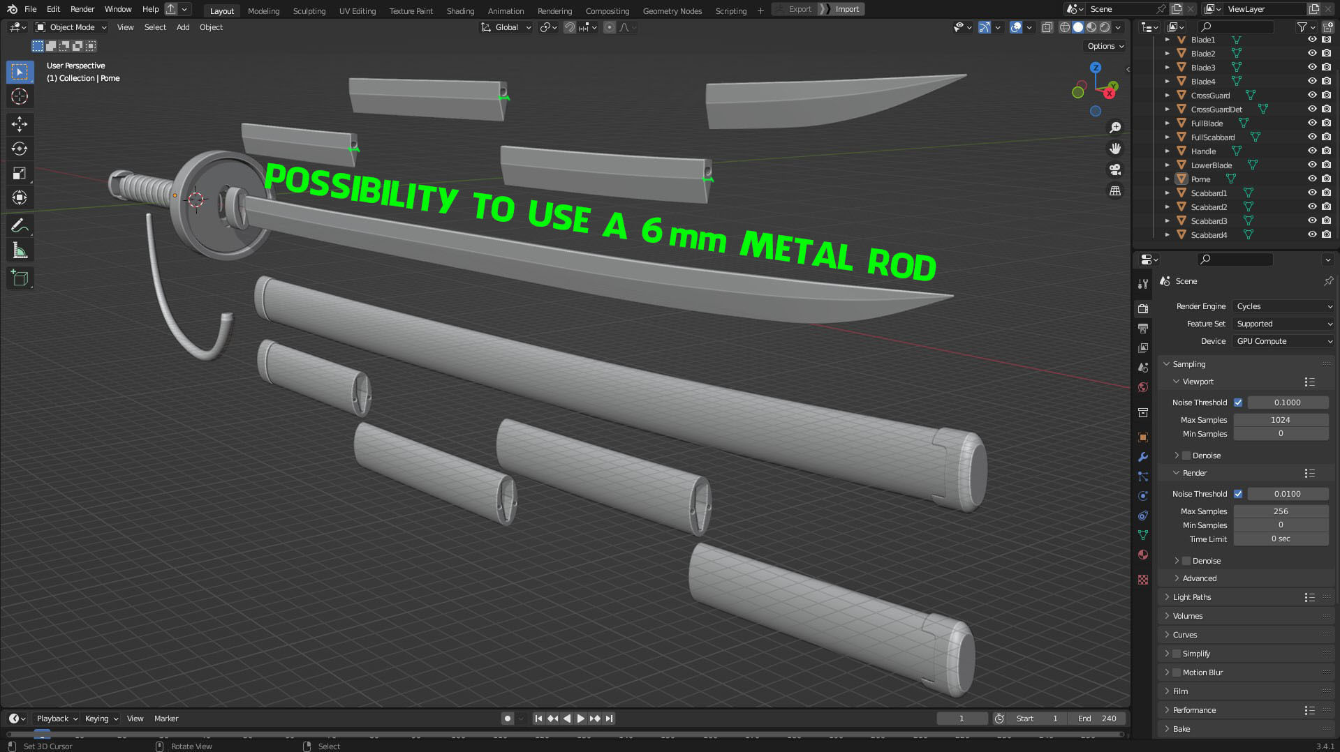 One Piece Shanks Gryphon Blade and Scabbard for Cosplay 3D model 3D ...