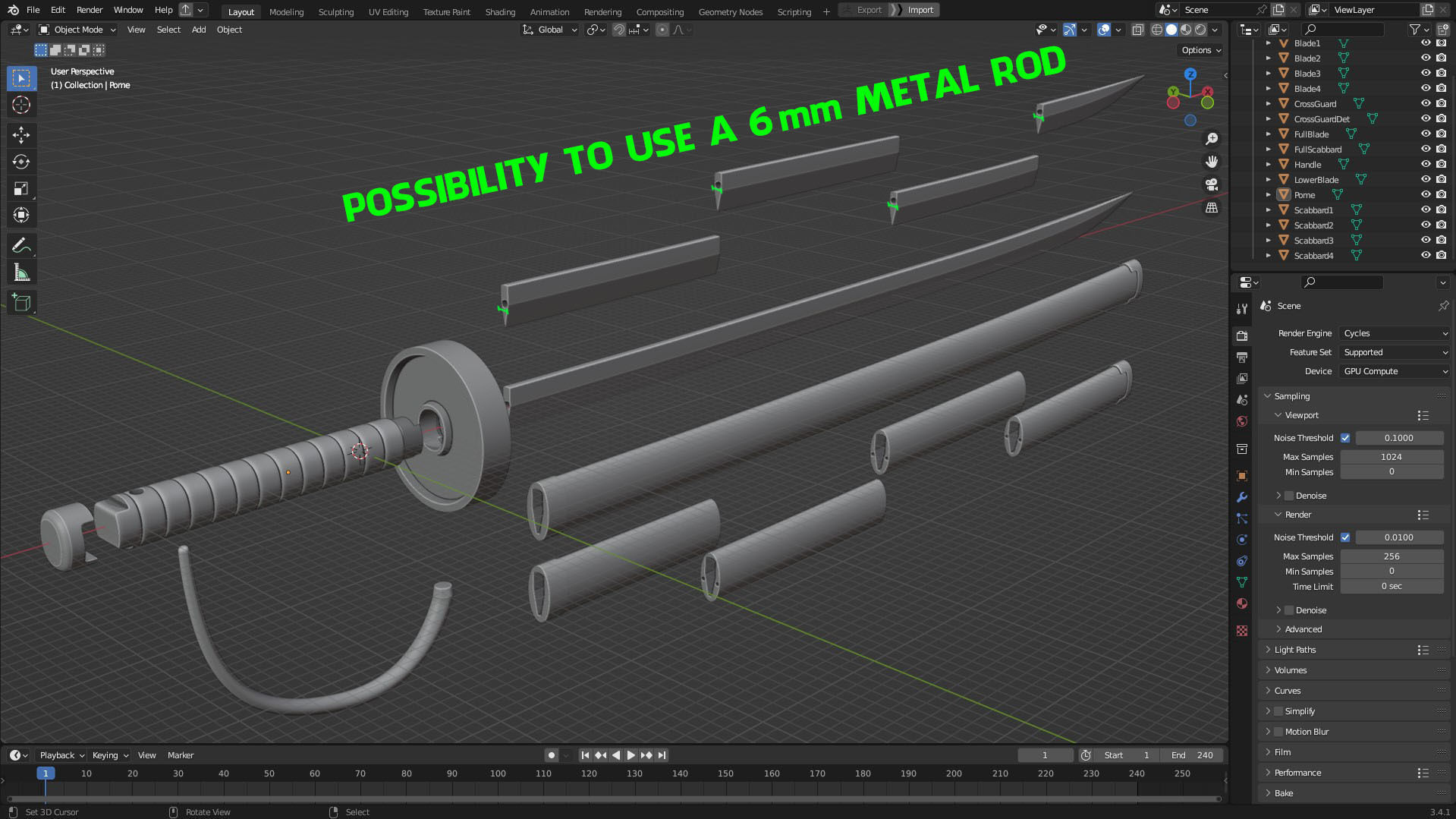 One Piece Shanks Gryphon Blade and Scabbard for Cosplay 3D model 3D ...