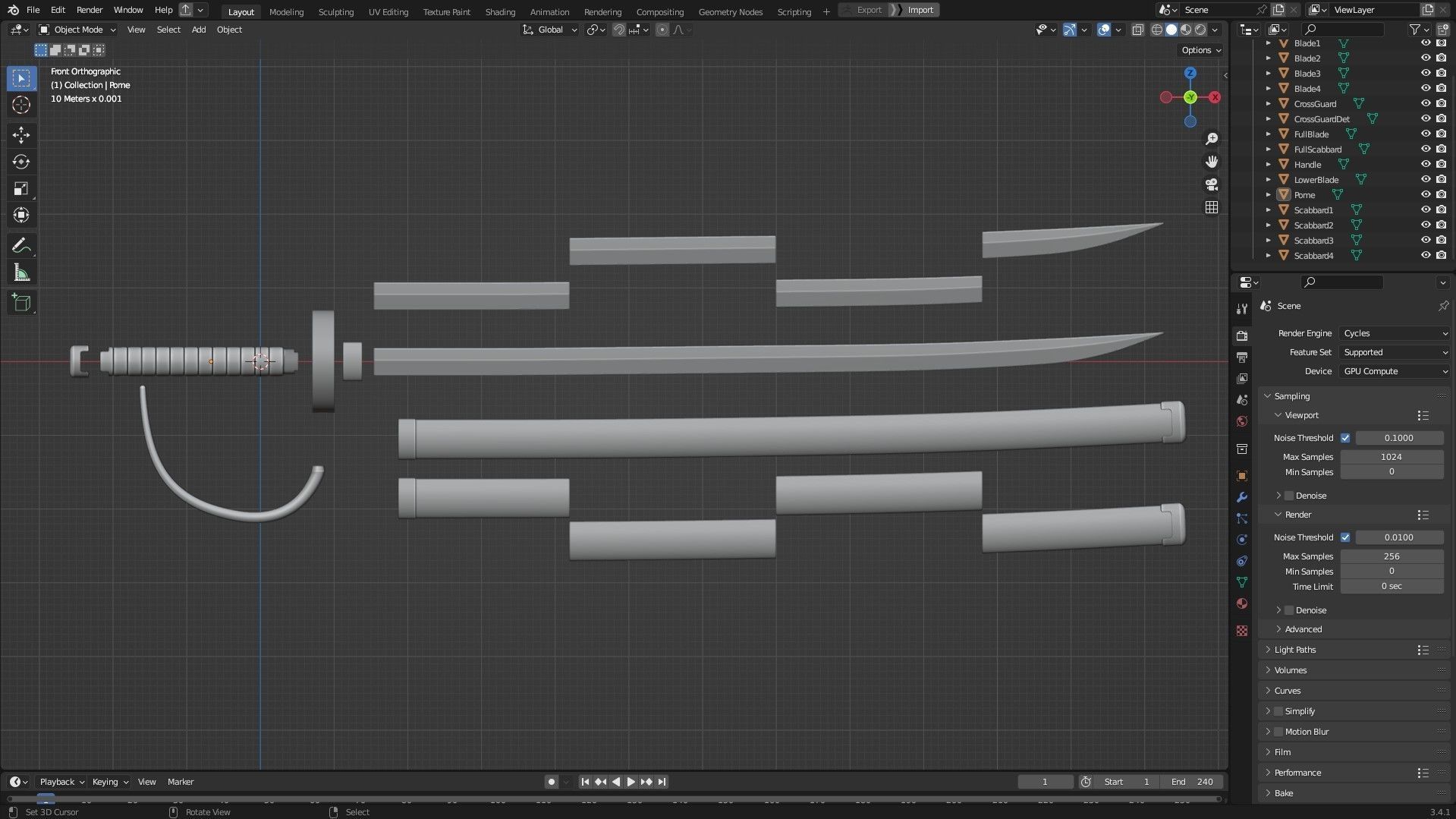 One Piece Shanks Gryphon Blade and Scabbard for Cosplay 3D model 3D ...