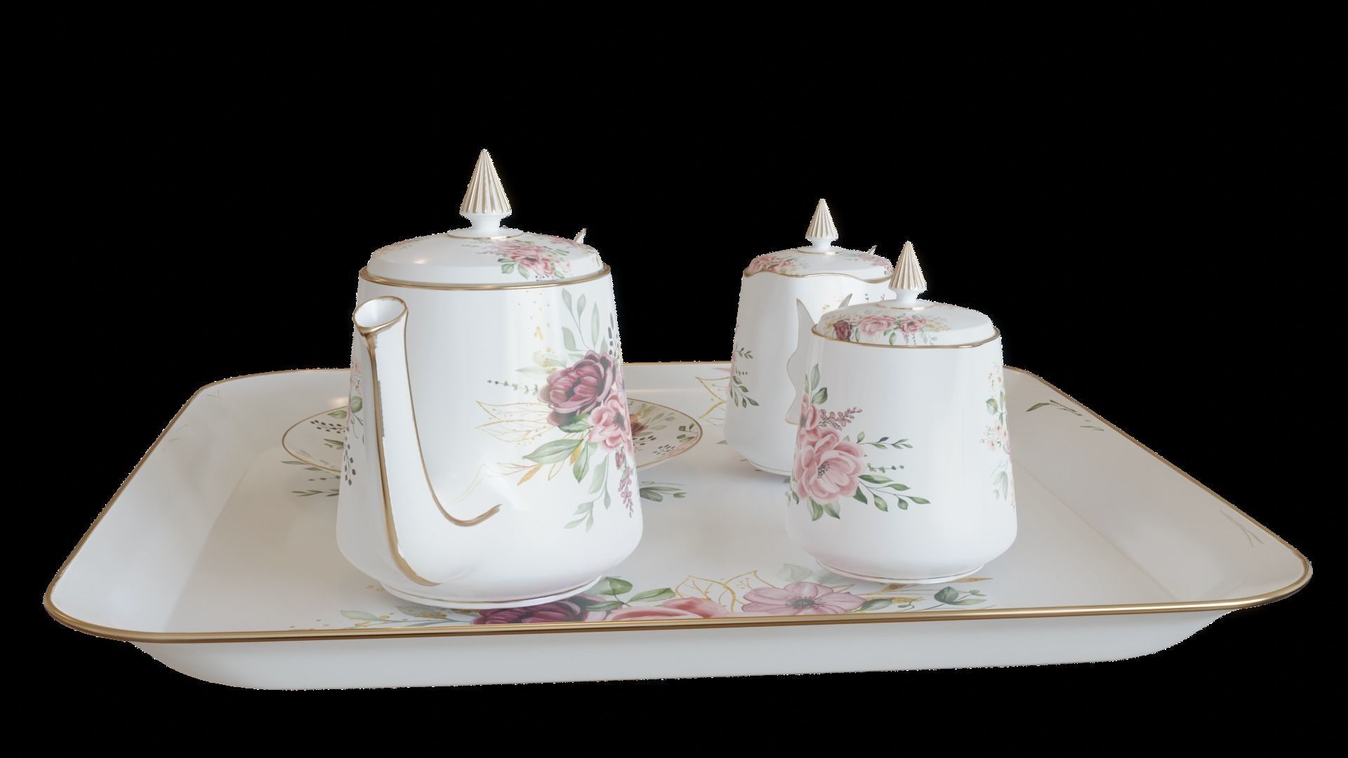 3D model Low polly old tea set porcelain VR / AR / low-poly | CGTrader