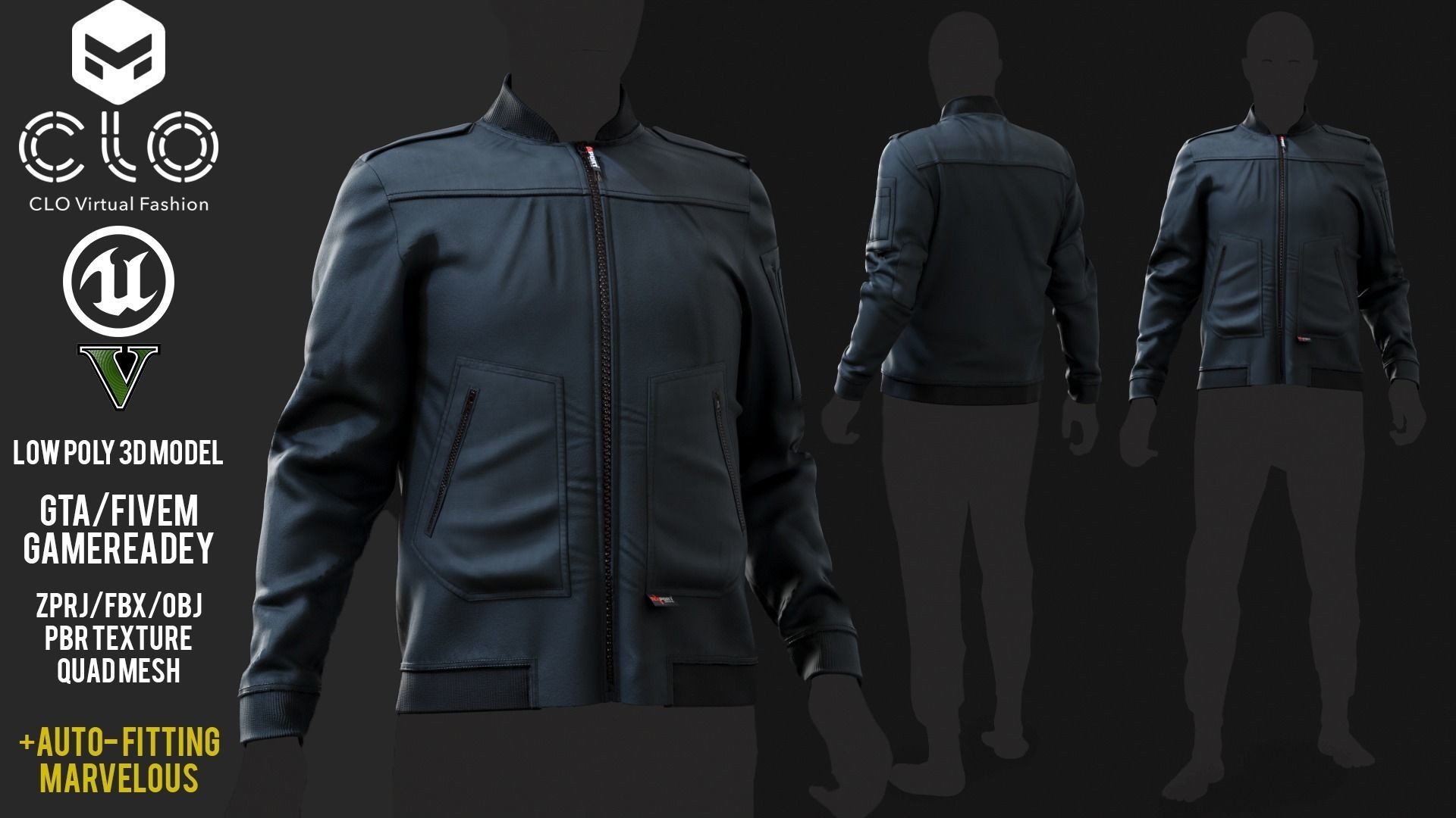 3D model Leader Fleece Innenjacke uniform Outfit for GTA fivem 3D model ...