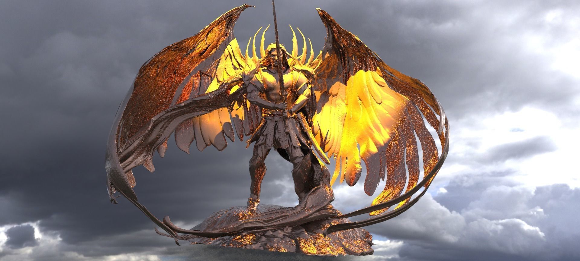 Arch Angel Michael Wings Wide 3D model | CGTrader