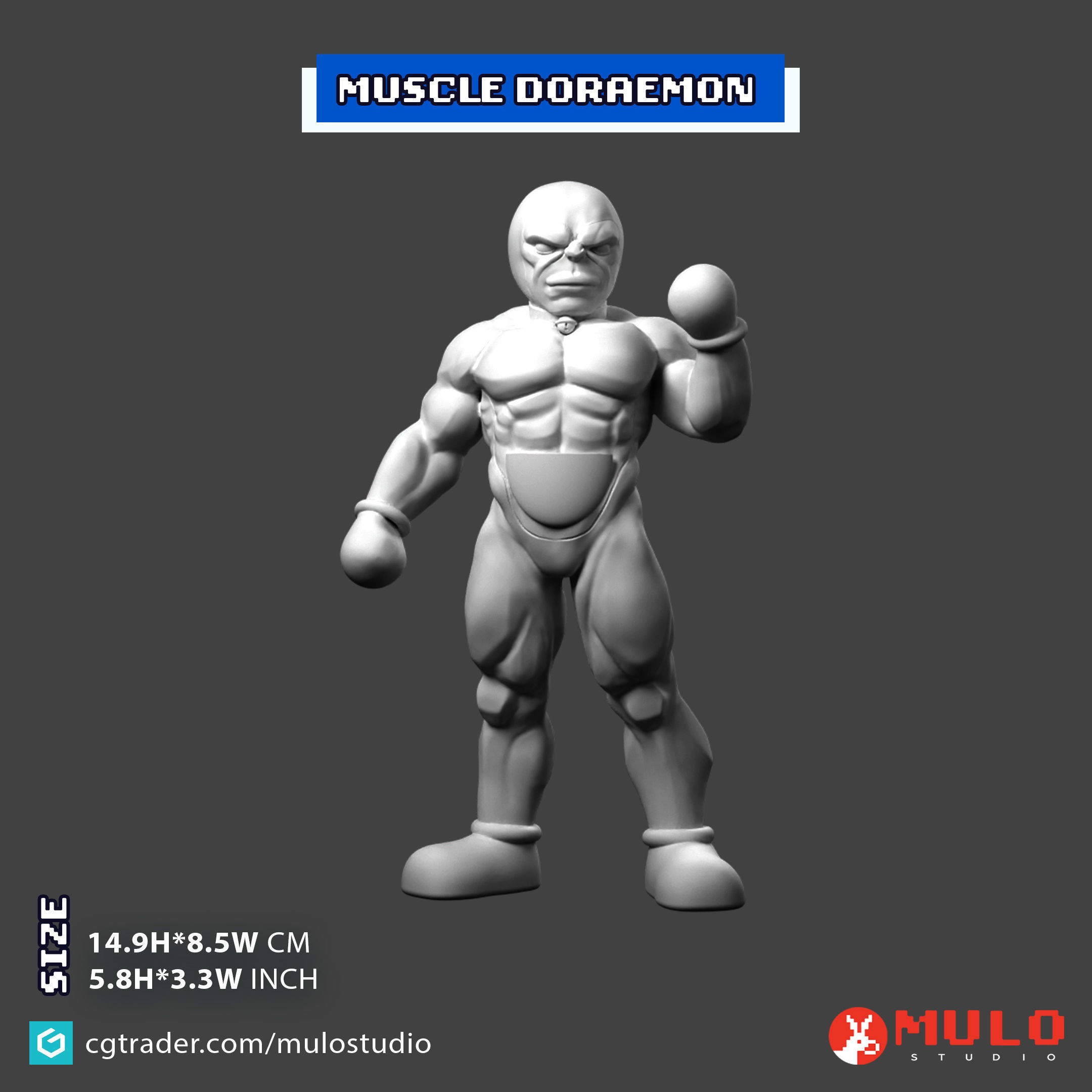 Muscle Doraemon 3D model 3D printable | CGTrader
