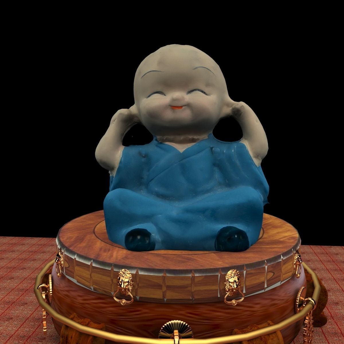 Chinese with display stand with blue monk kid 3D model | CGTrader
