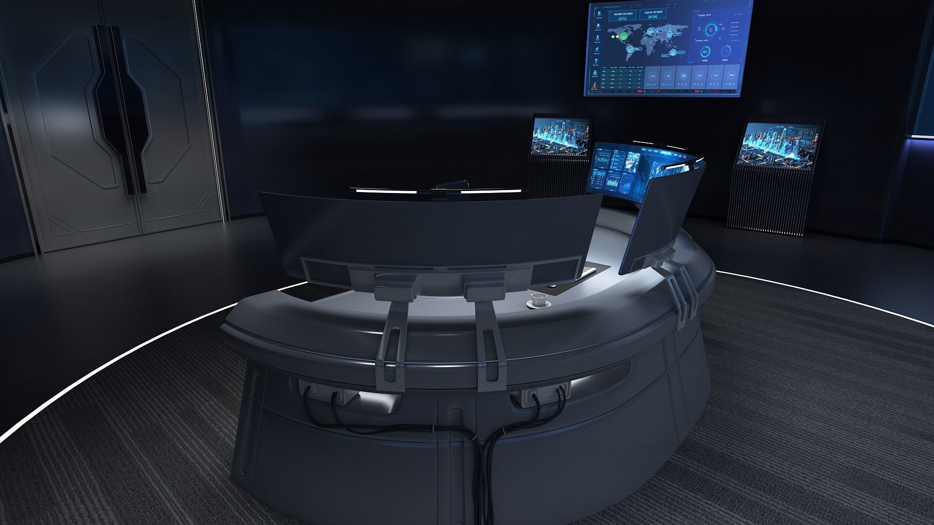 Small control room 3D model | CGTrader