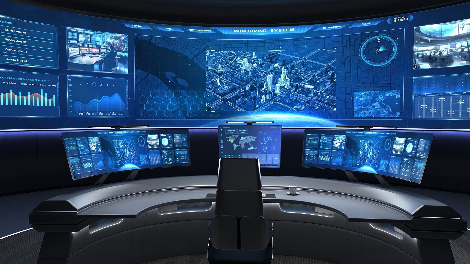 Small control room 3D model | CGTrader