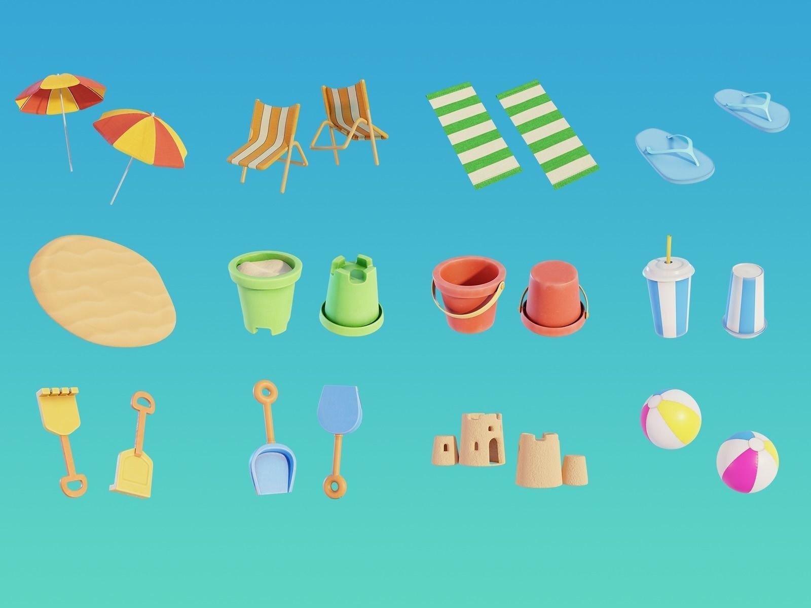 Cartoon Beach Prop 3D model | CGTrader