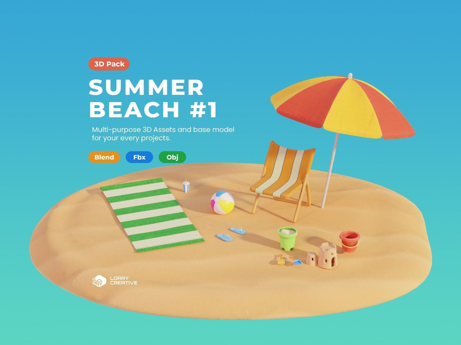 Cartoon Beach Prop 3D model | CGTrader