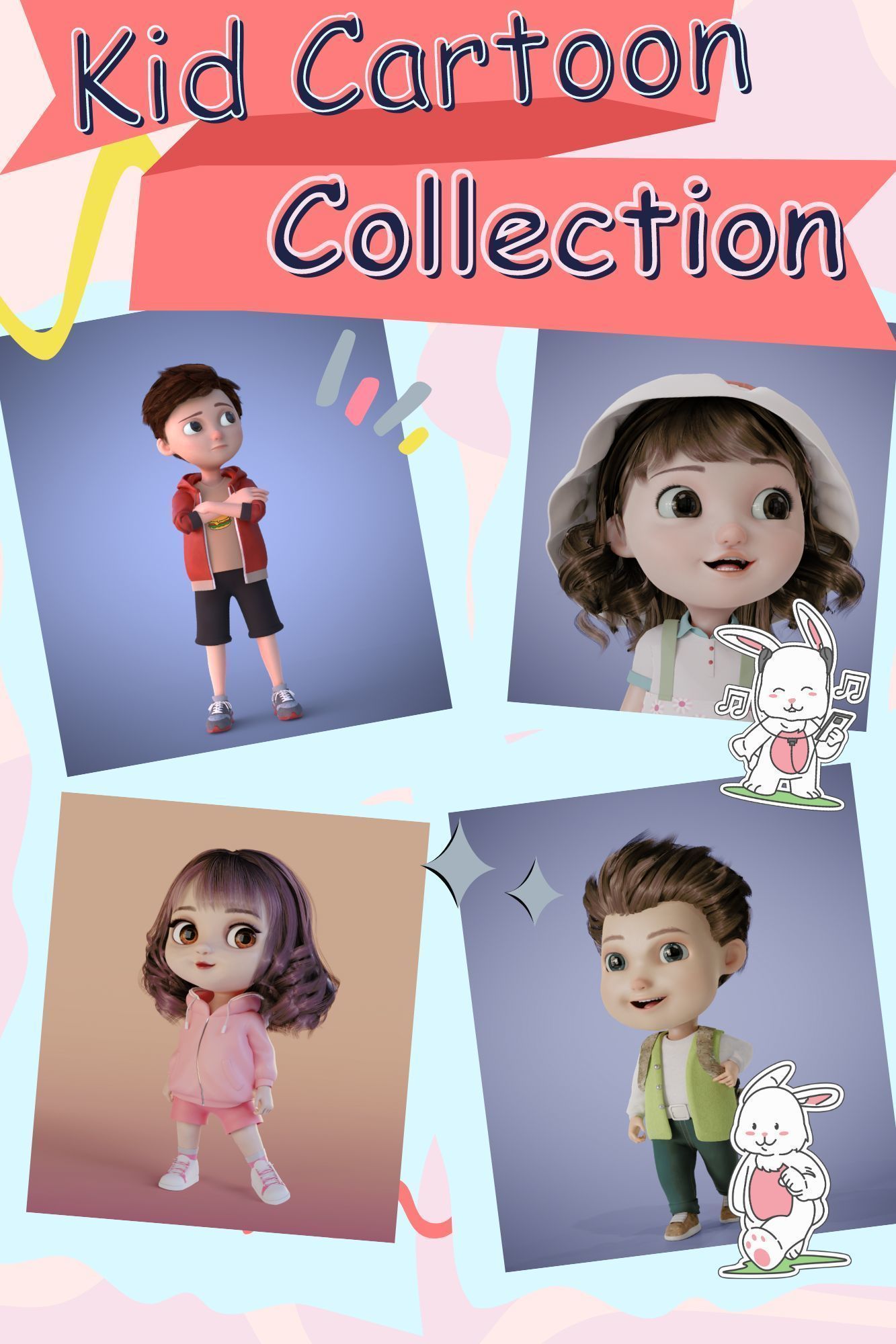 Kid Cartoon Collection 3D Rigging | CGTrader