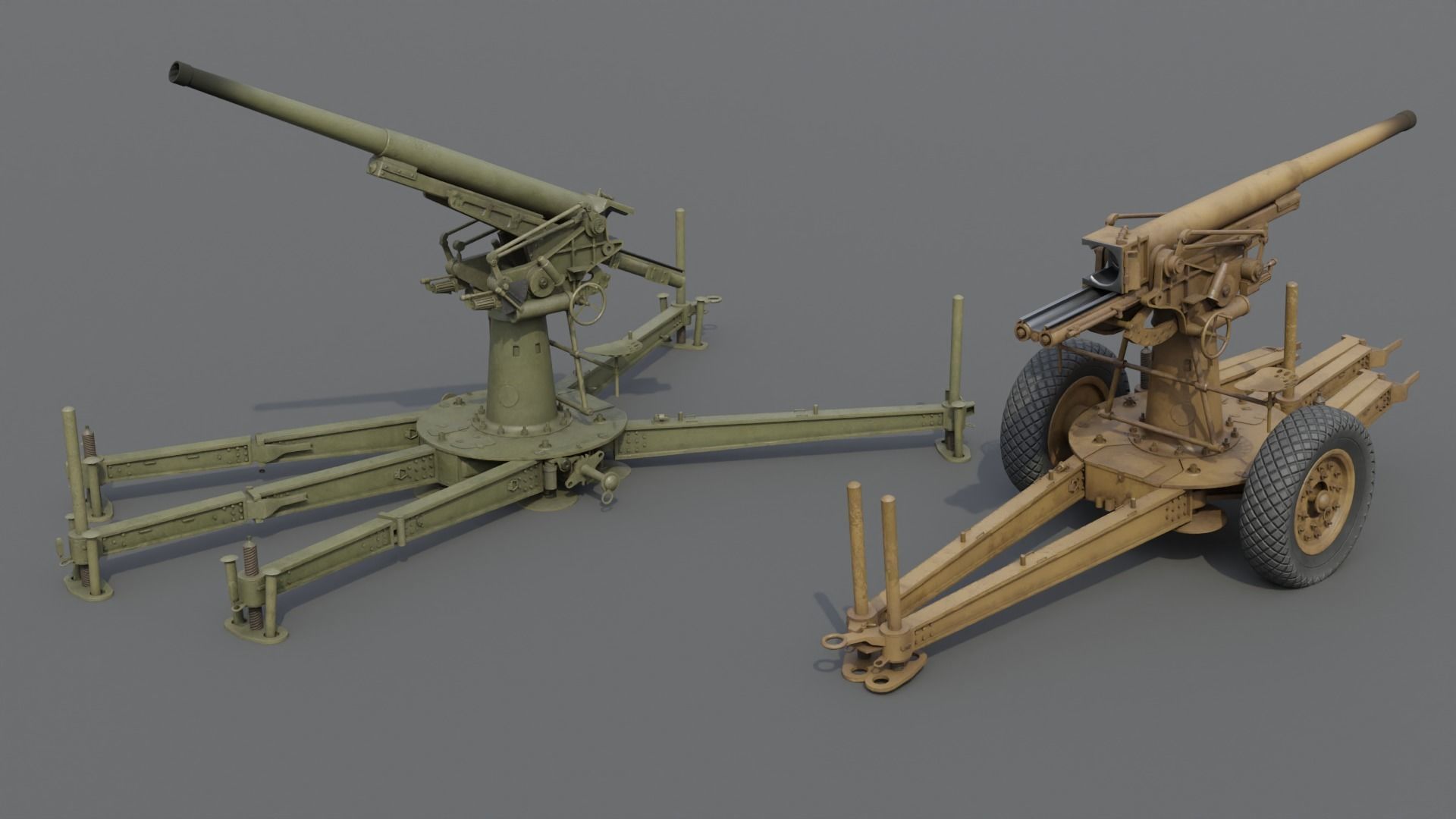 3D model Type 88 75 mm AA gun VR / AR / low-poly | CGTrader