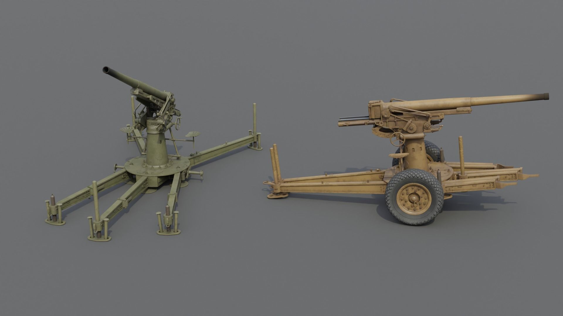 3D model Type 88 75 mm AA gun VR / AR / low-poly | CGTrader