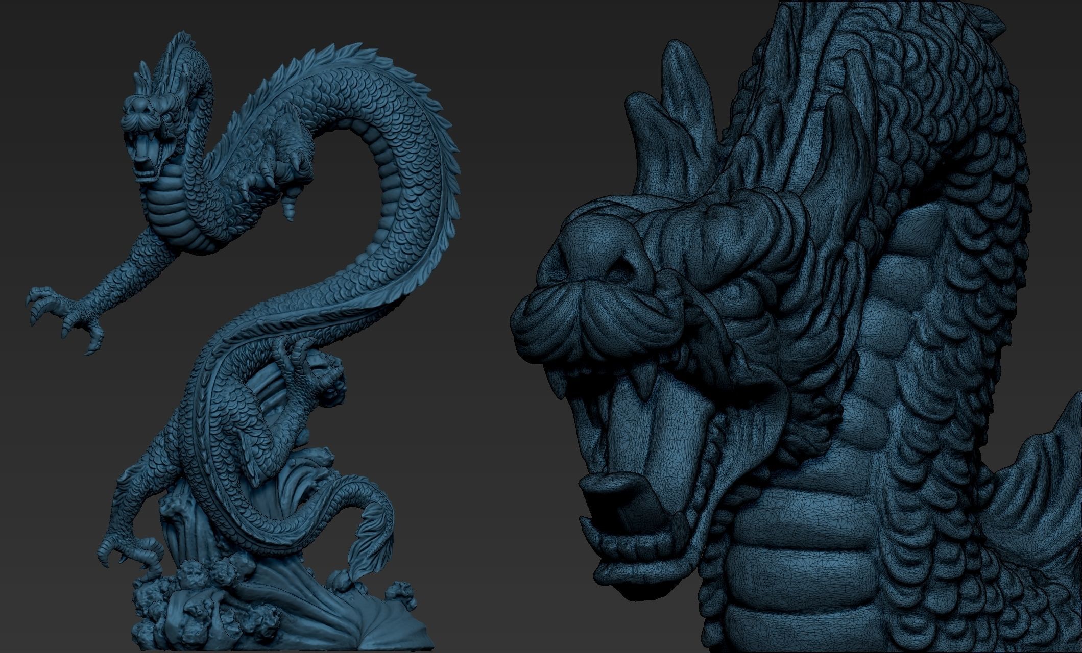 Chinese Dragon Sculpture 3D model 3D printable | CGTrader