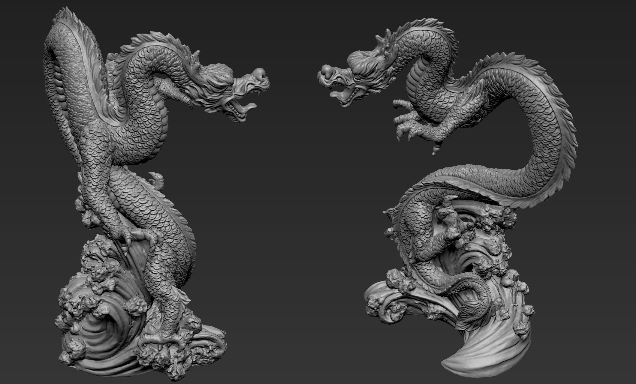 Chinese Dragon Sculpture 3D model 3D printable | CGTrader